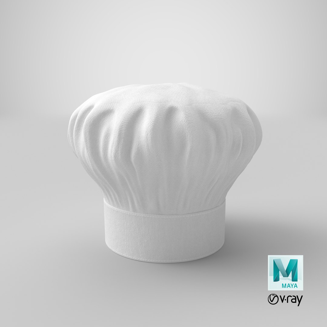realistic chef hat 04 3d 3ds