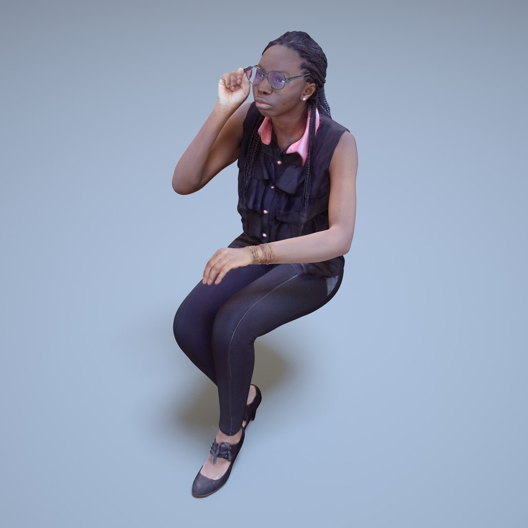 3d Woman Sitting Human