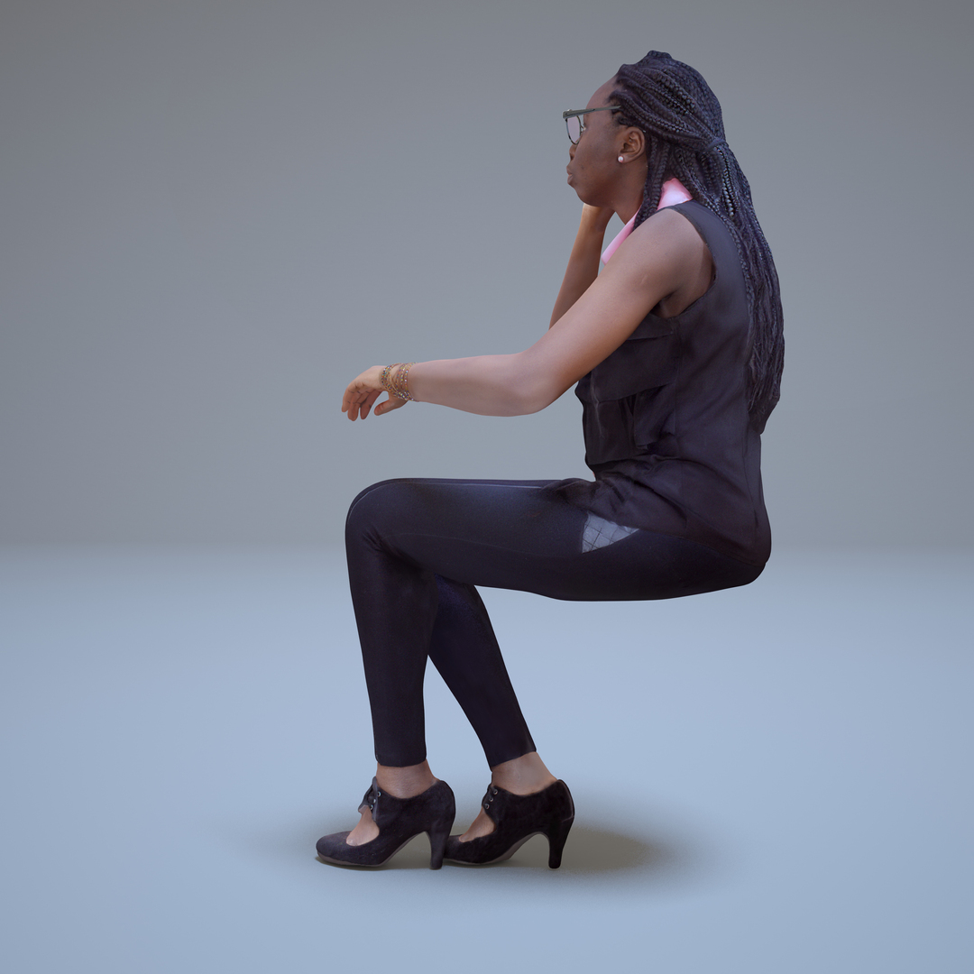 3d woman sitting human