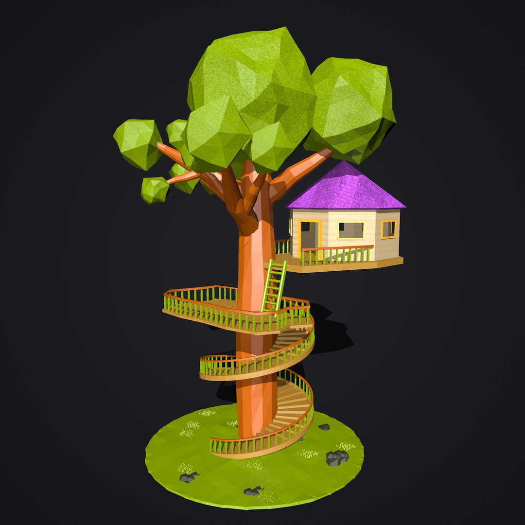 Cartoon Tree House 3d Model