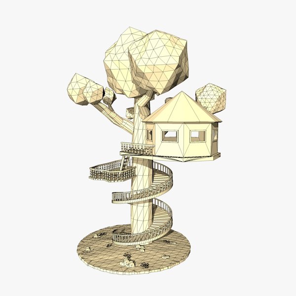 cartoon tree house 3d model