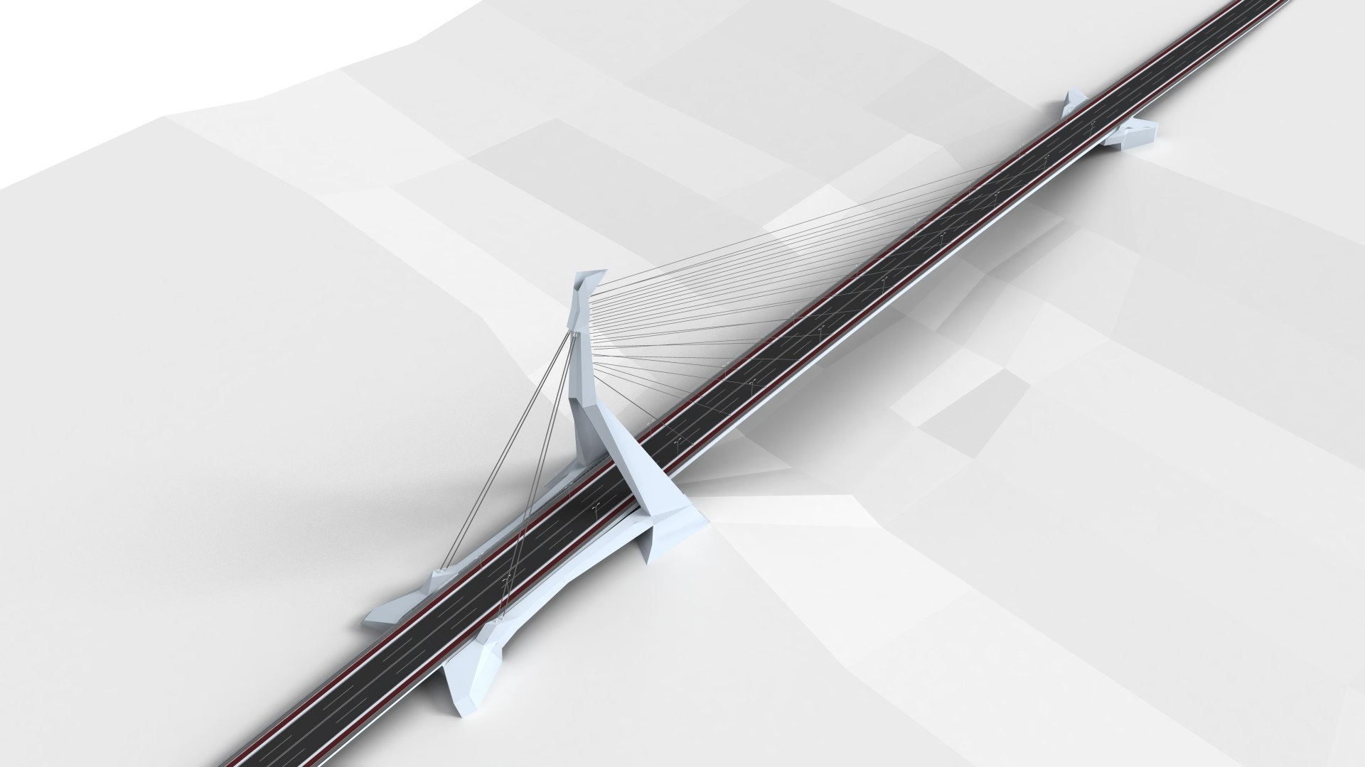 3D Double Pylon Bridge Model - TurboSquid 1328575