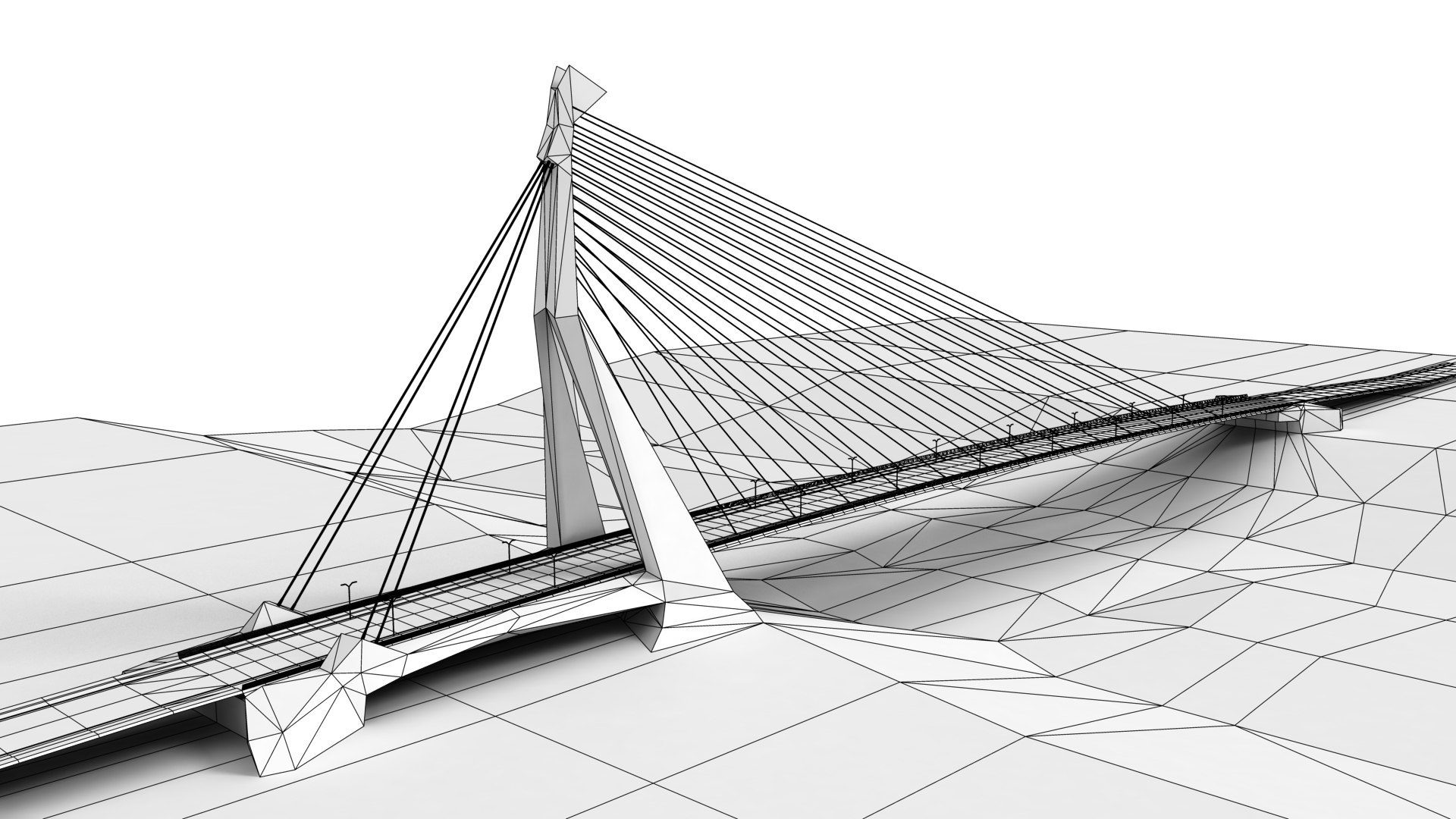 3D Double Pylon Bridge Model - TurboSquid 1328575