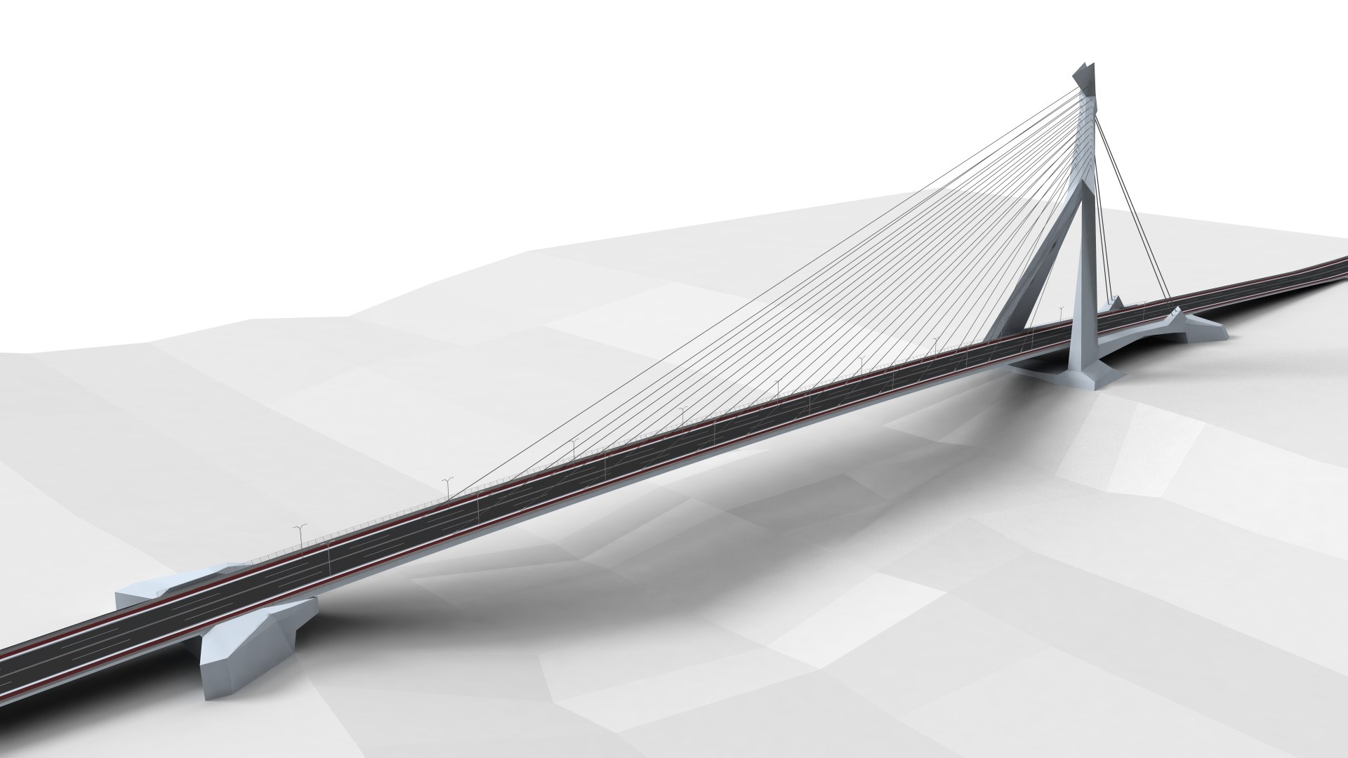 3D Double Pylon Bridge Model - TurboSquid 1328575