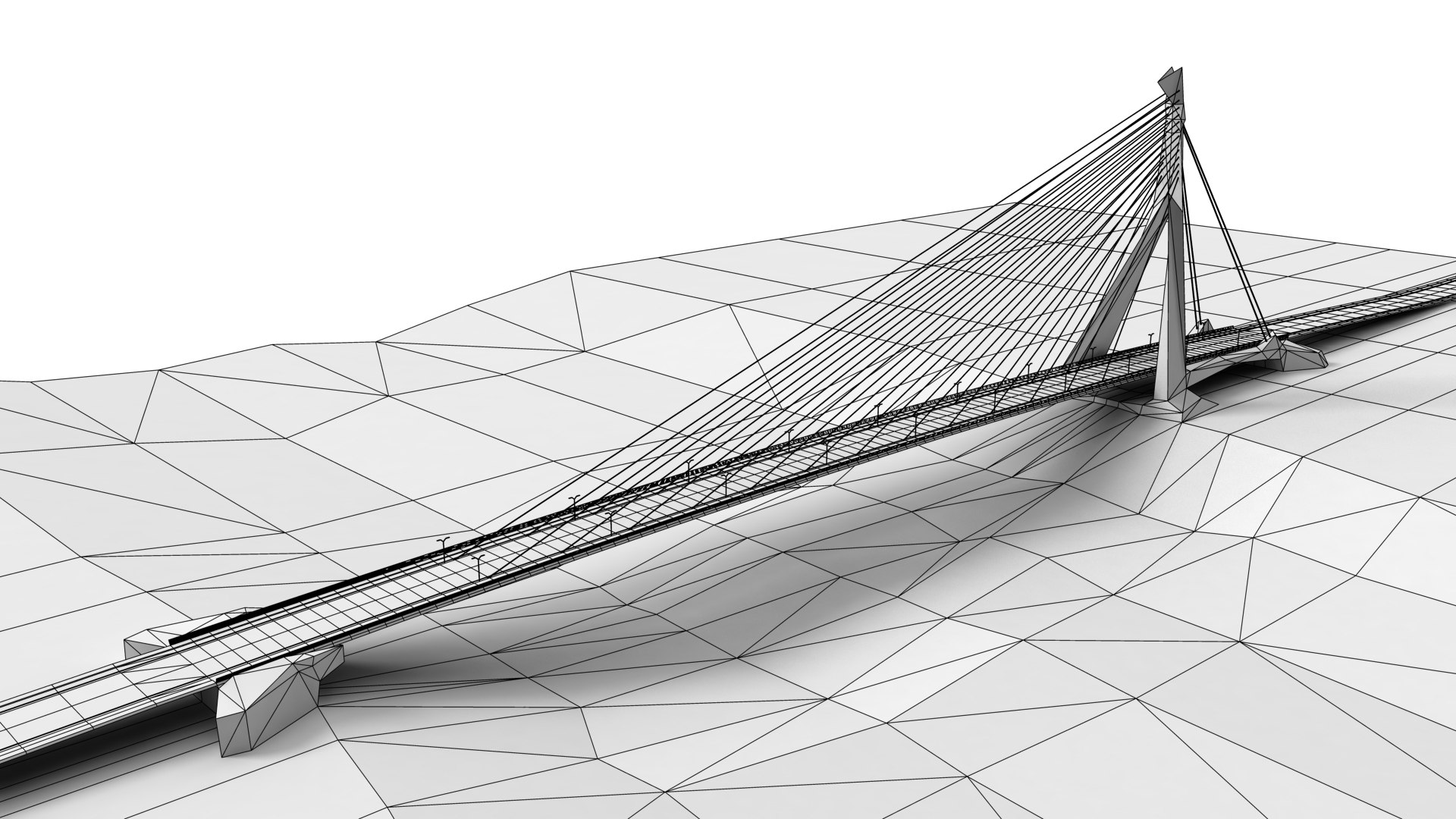 3D Double Pylon Bridge Model - TurboSquid 1328575