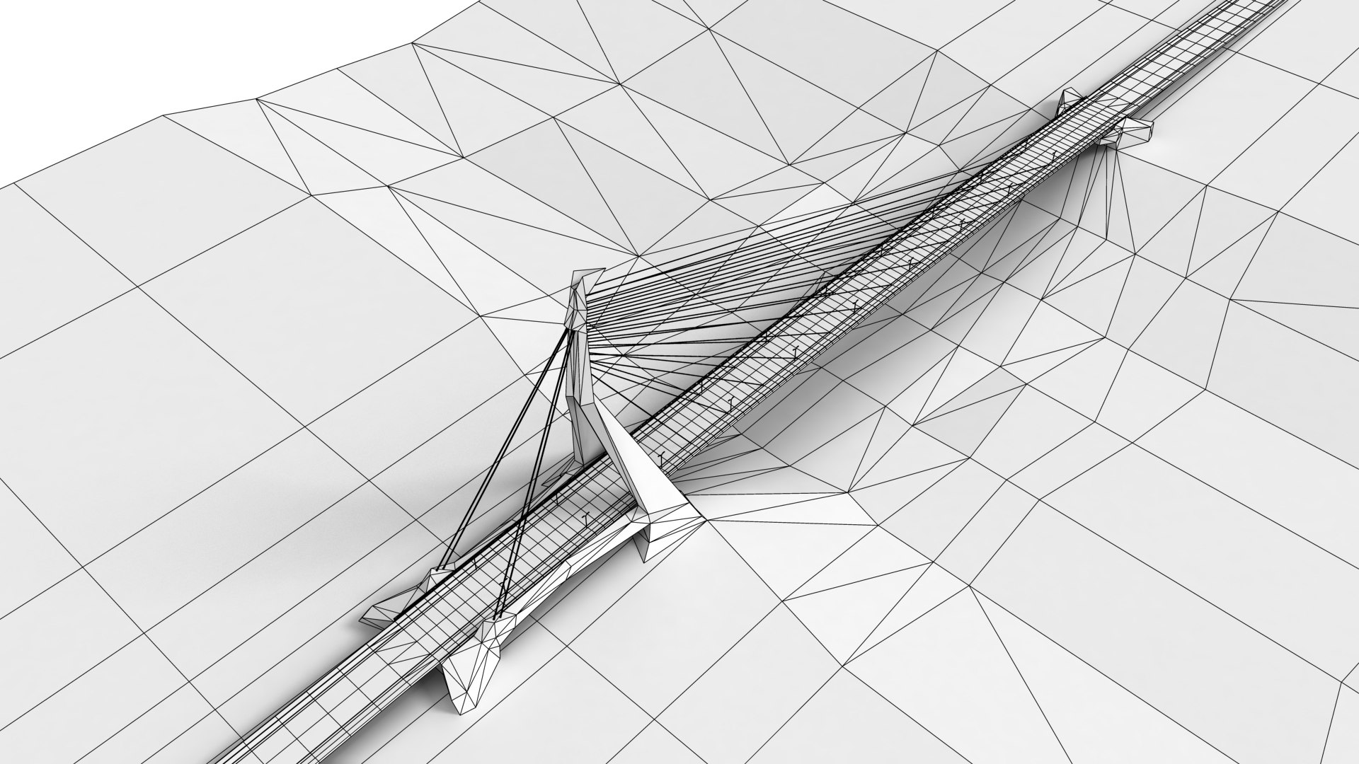 3D Double Pylon Bridge Model - TurboSquid 1328575