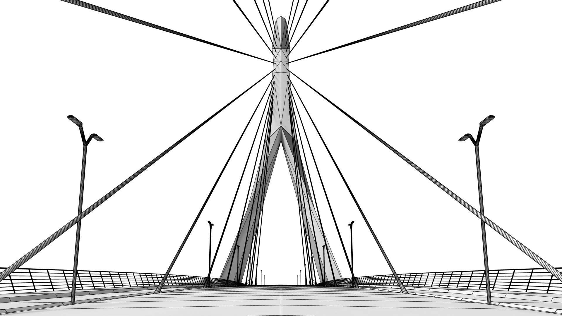 3D Double Pylon Bridge Model - TurboSquid 1328575