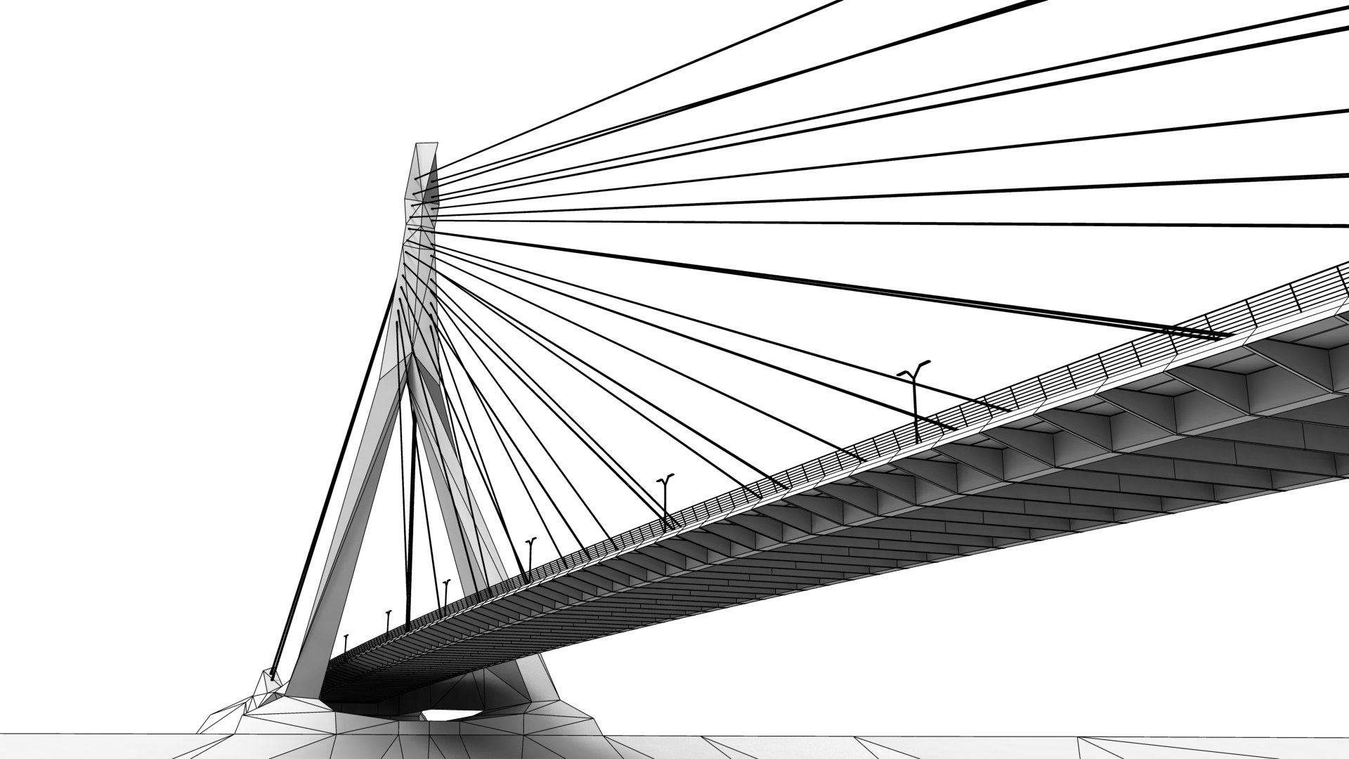 3D Double Pylon Bridge Model - TurboSquid 1328575