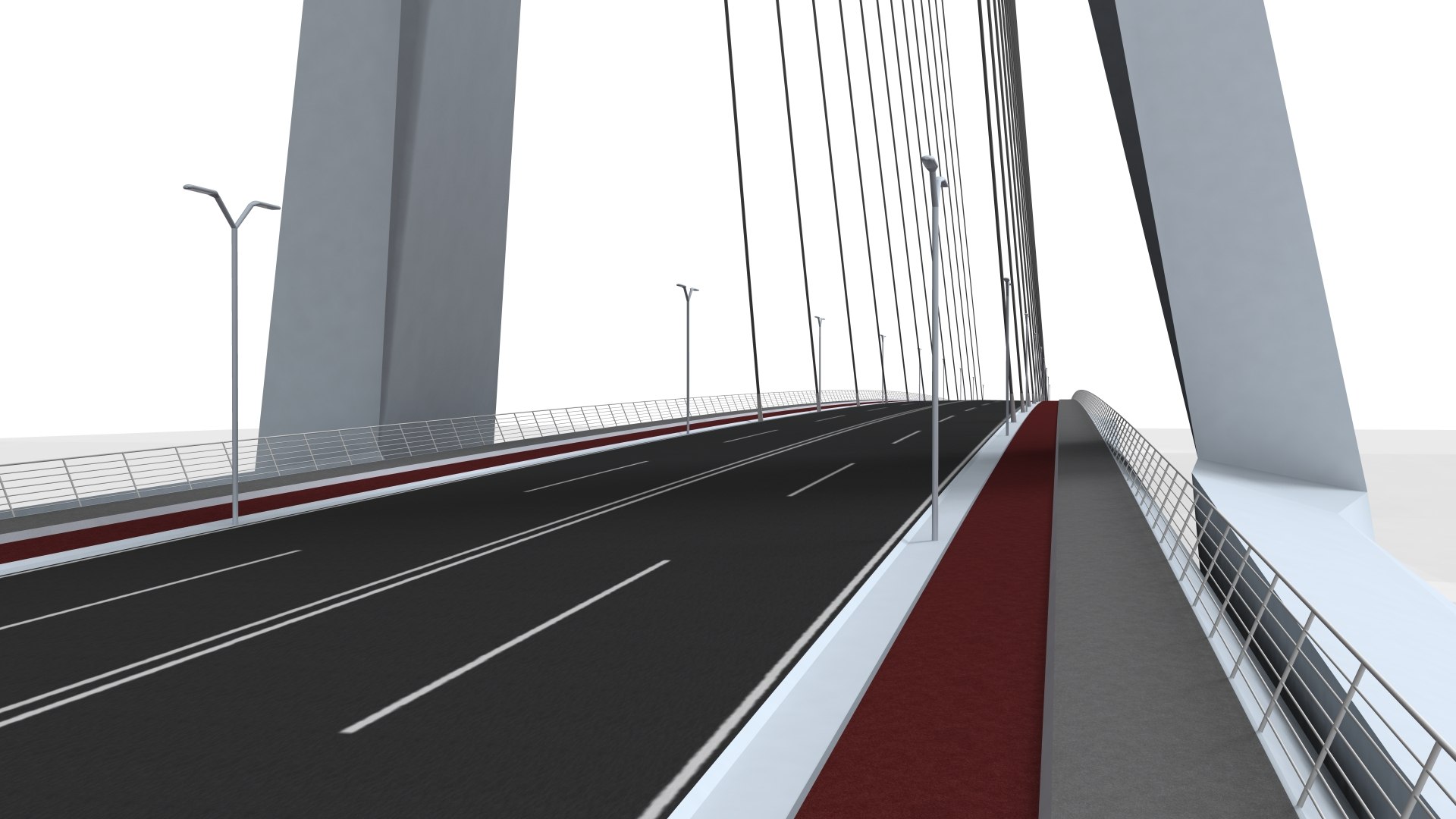 3D Double Pylon Bridge Model - TurboSquid 1328575