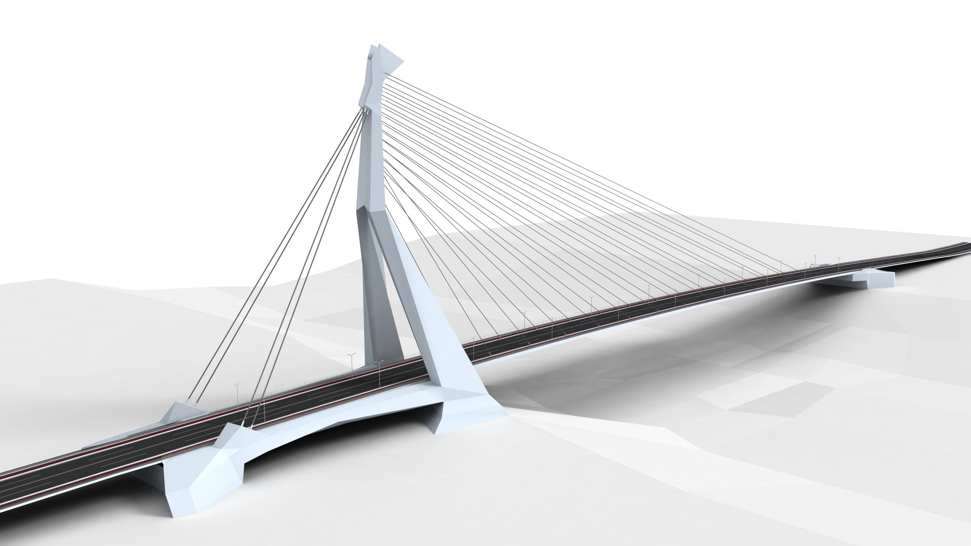 3D Double Pylon Bridge Model - TurboSquid 1328575