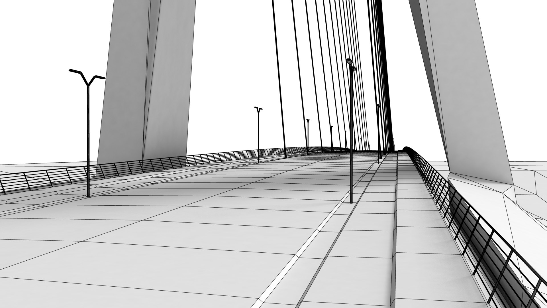 3D Double Pylon Bridge Model - TurboSquid 1328575