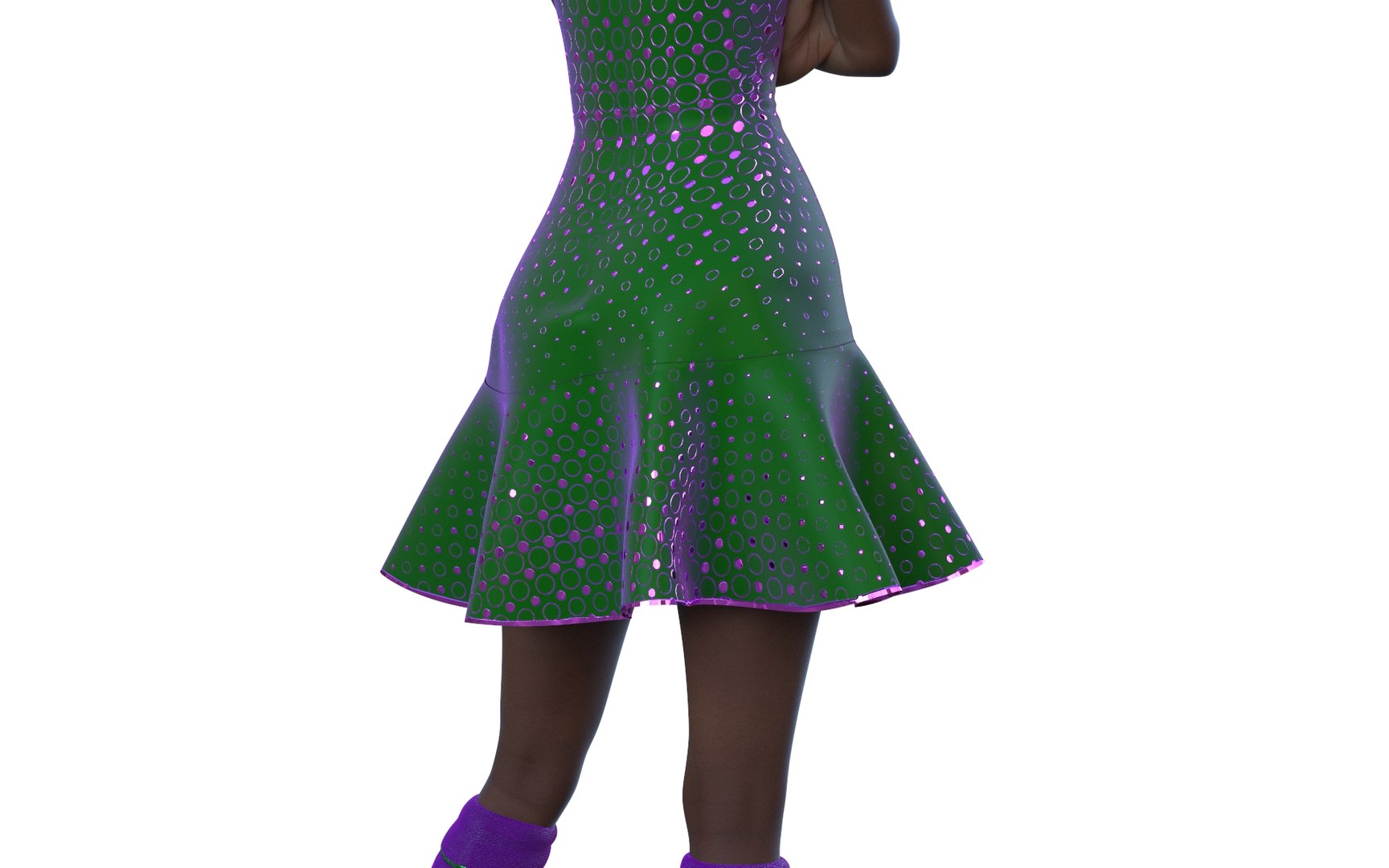 Cartoon Girl African Modern Dress Standing Gloomy Green 3D - TurboSquid ...