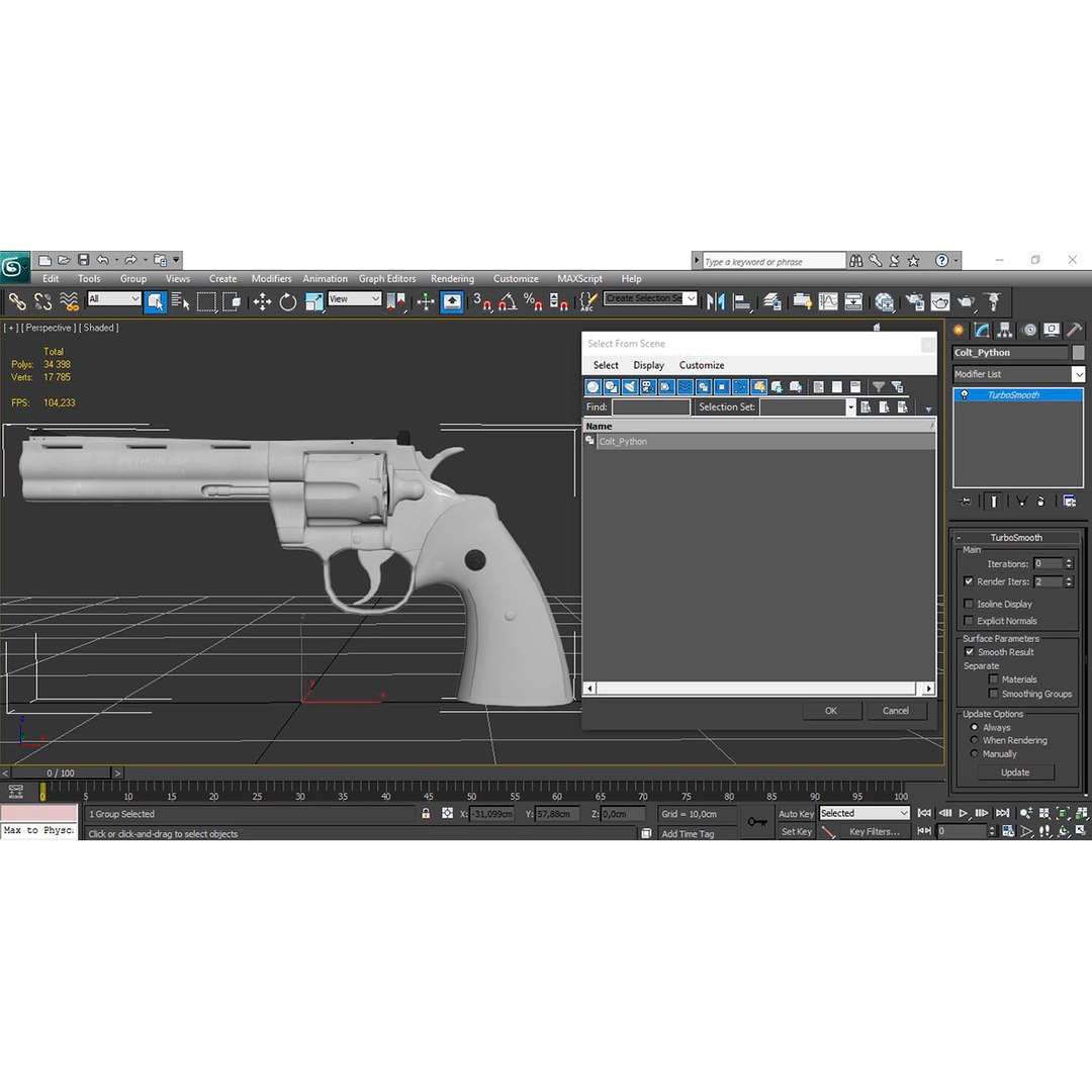 Colt Python Black 3d 3ds