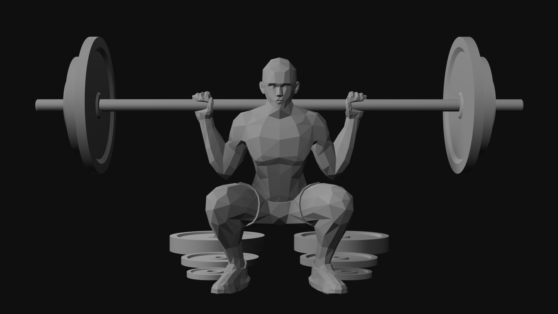 3D Printing LowPoly Squat Pose Male Weightlifter Model - TurboSquid 2199441