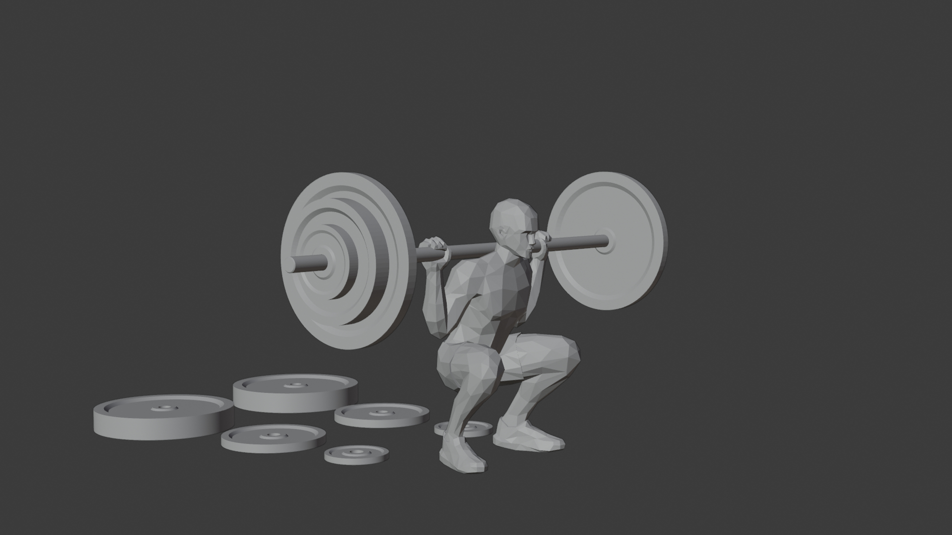 3D Printing LowPoly Squat Pose Male Weightlifter Model - TurboSquid 2199441