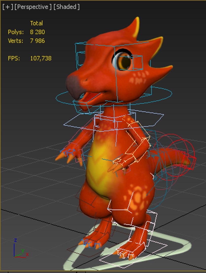 3D Cartoon Ruby Dragon - TurboSquid 1761997