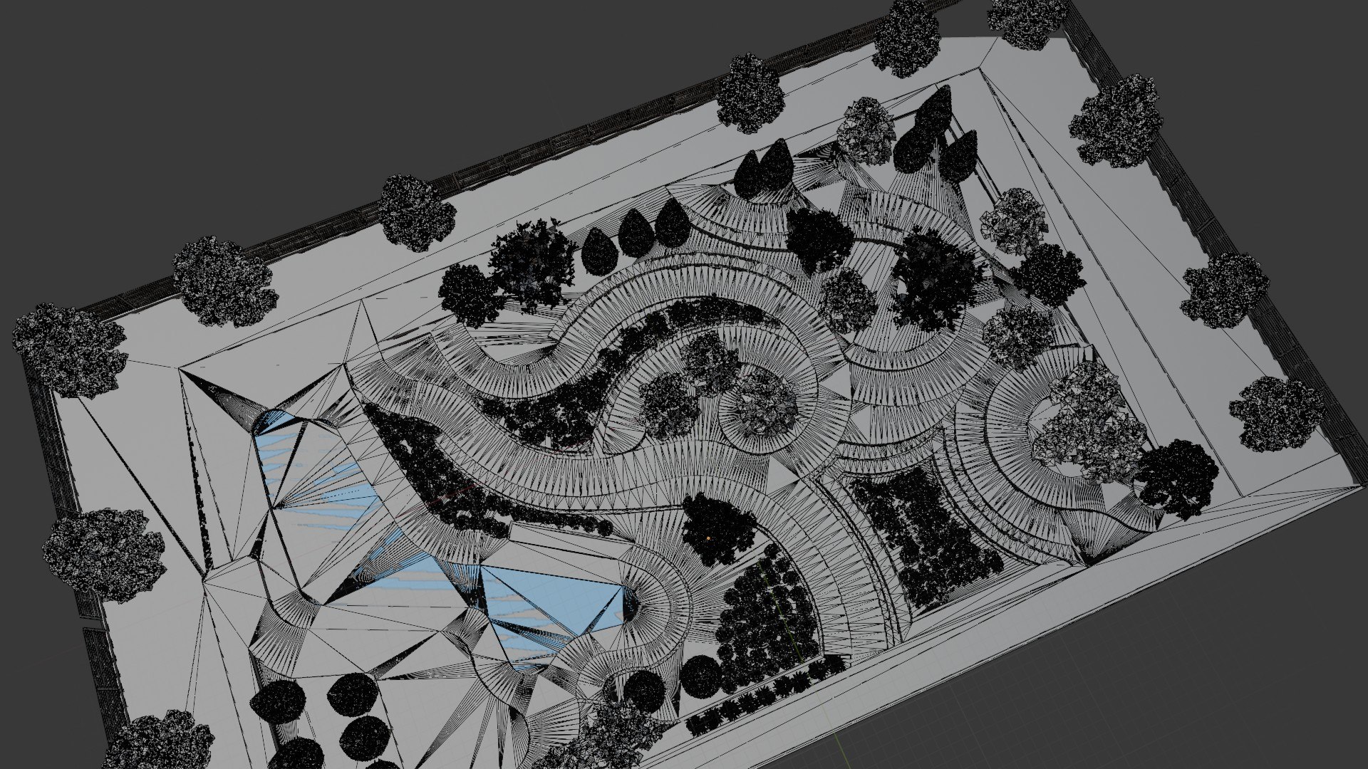 Urban Park Design With Swirl Paths And Lush Vegetation 3D - TurboSquid ...