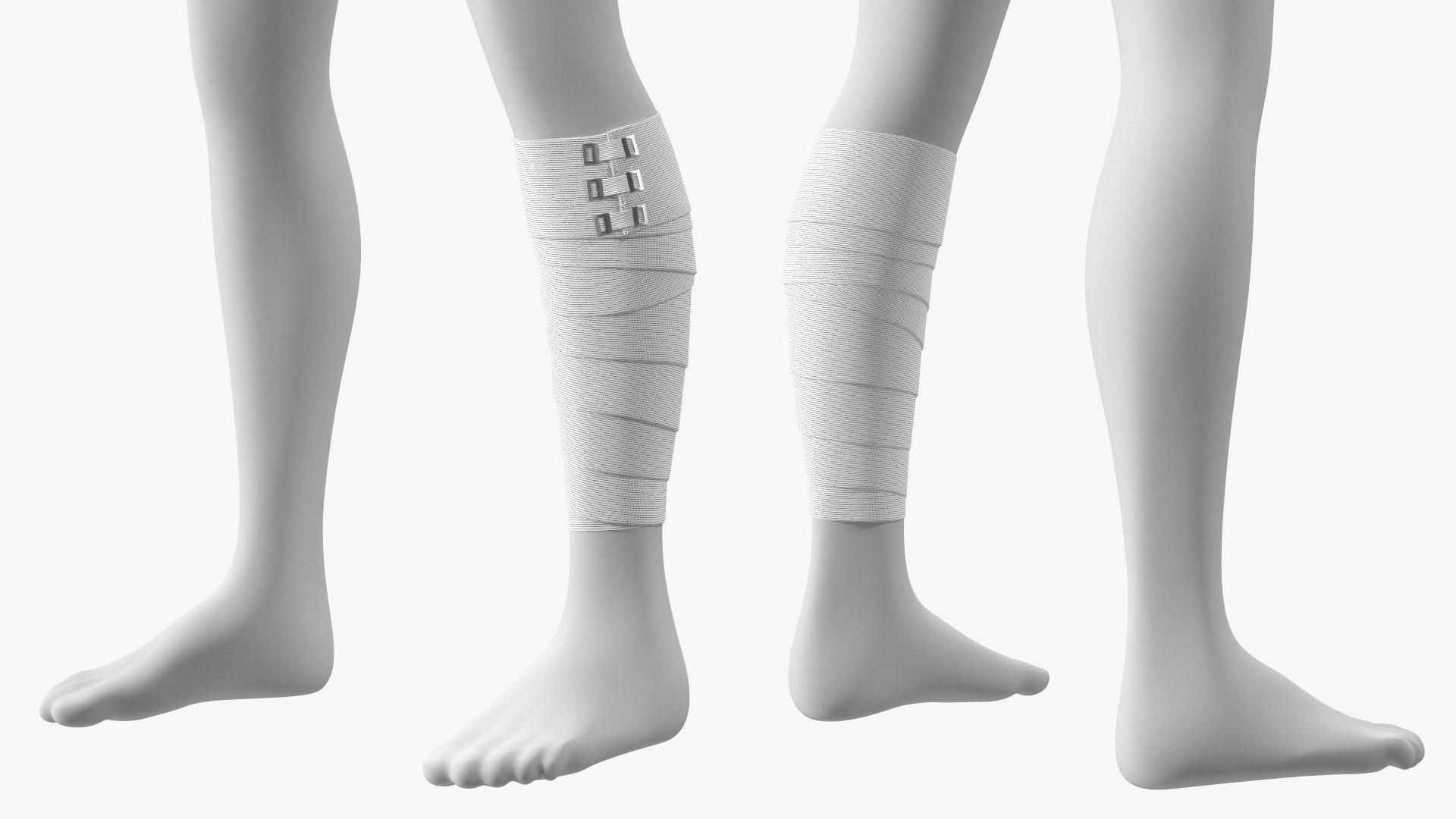 3D Model Elastic Bandage White With Clamps Wrapped Around Leg On ...