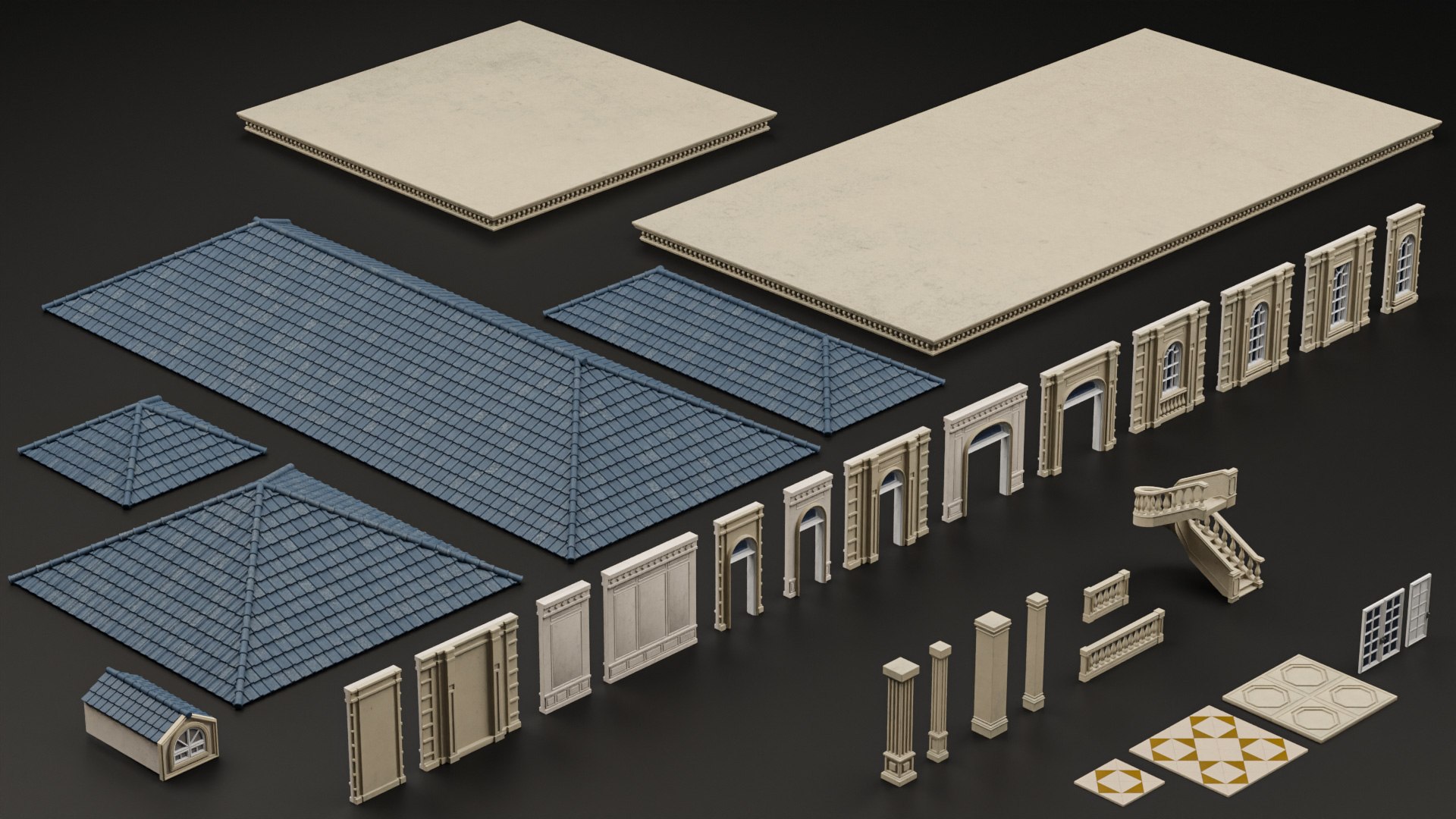 CLASSIC EUROPEAN KITBASH 05 MODULAR BUILDING WITH INTERIOR Model ...