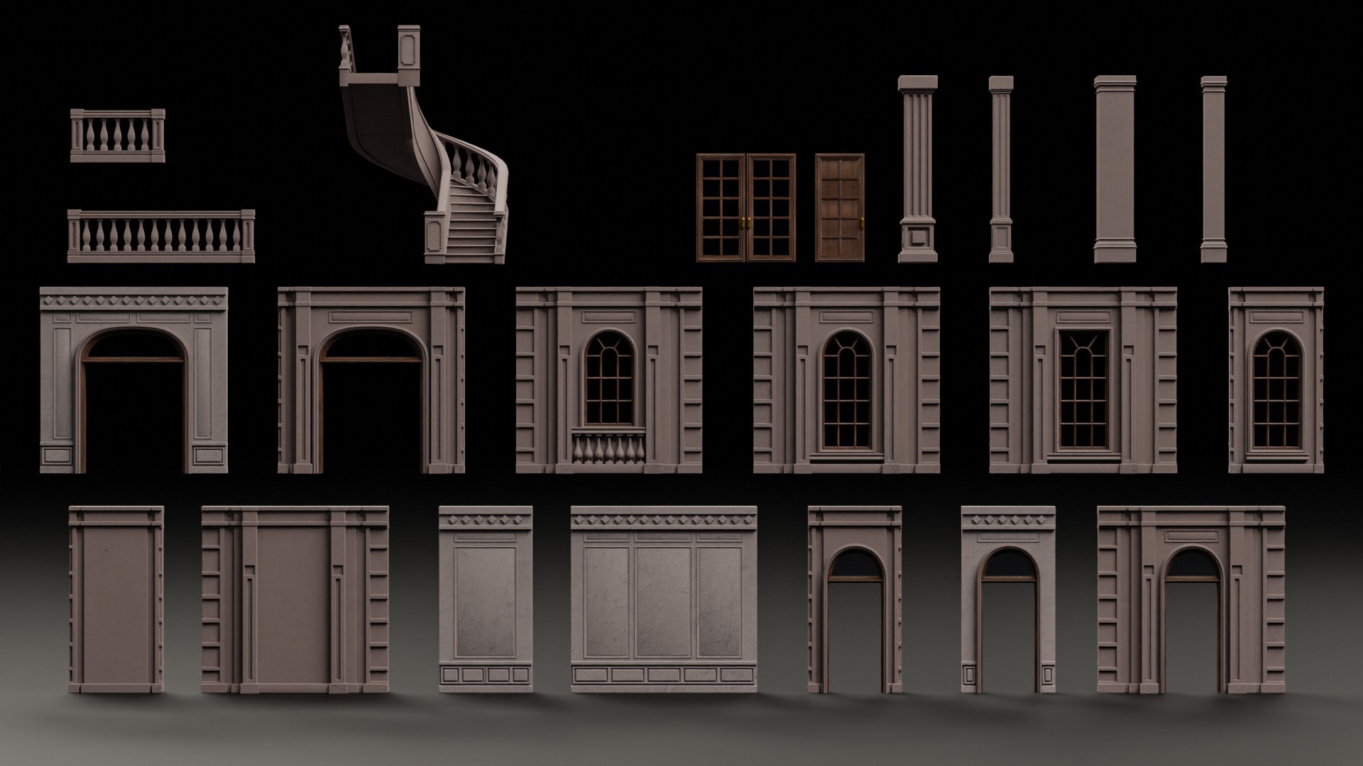 CLASSIC EUROPEAN KITBASH 05 MODULAR BUILDING WITH INTERIOR Model ...