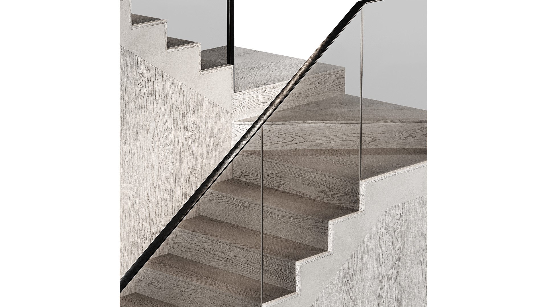 Stairs Modular Kit 2 Wooden Steps Metal Railings 2 Color Options 3D ...