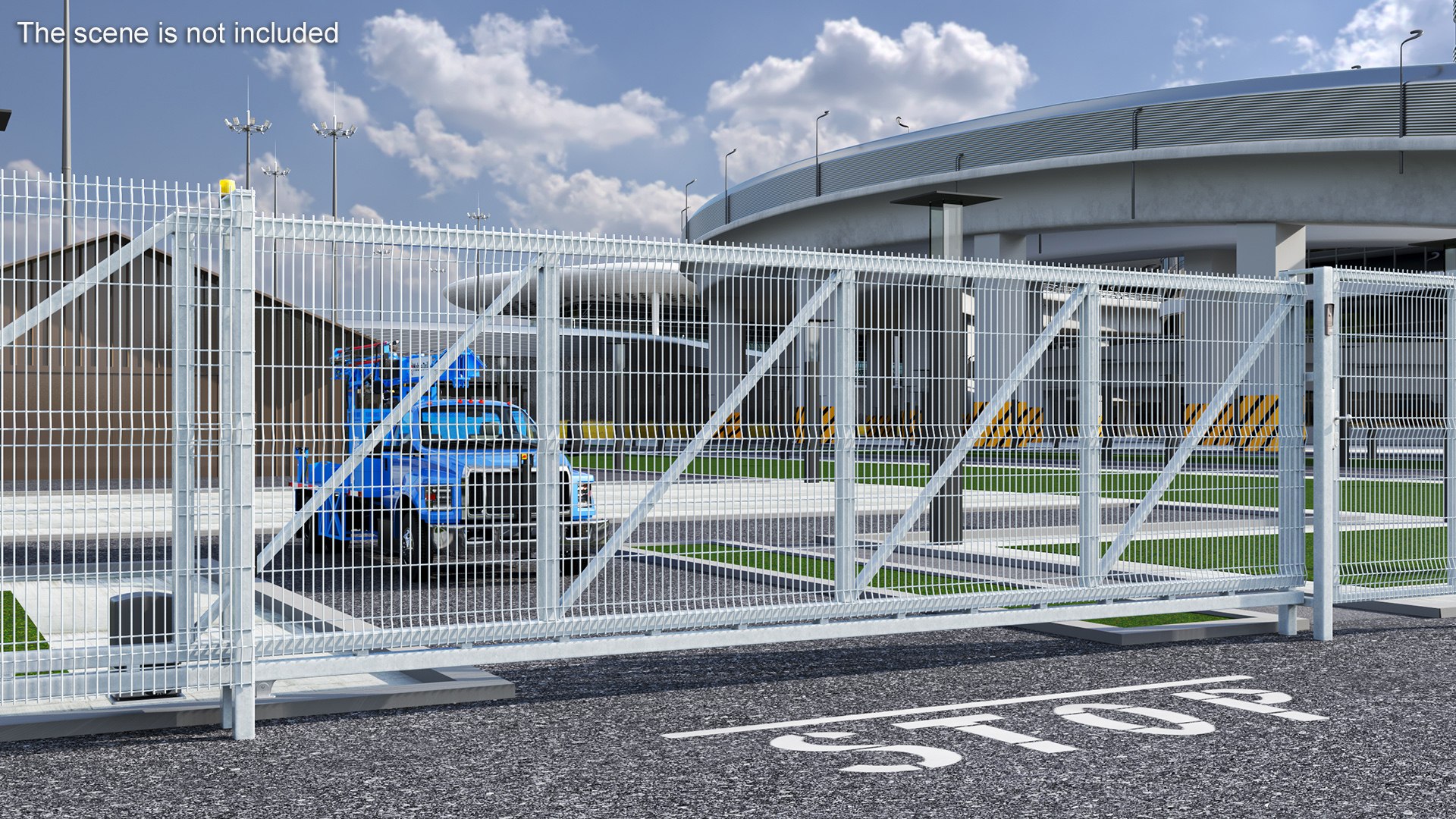 Industrial Rolling Gates With Fence Model - TurboSquid 2344097