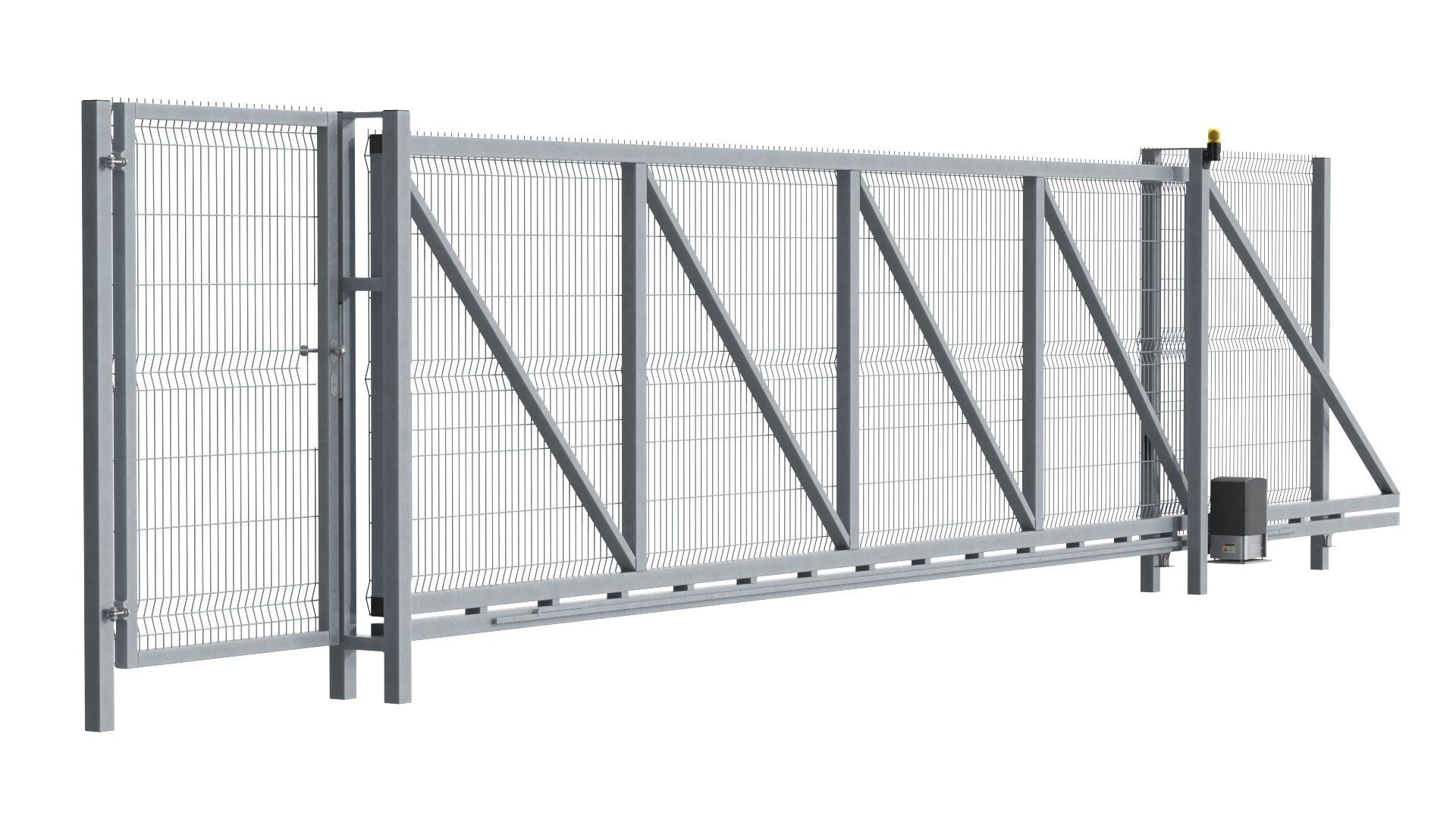 Industrial Rolling Gates With Fence Model - TurboSquid 2344097