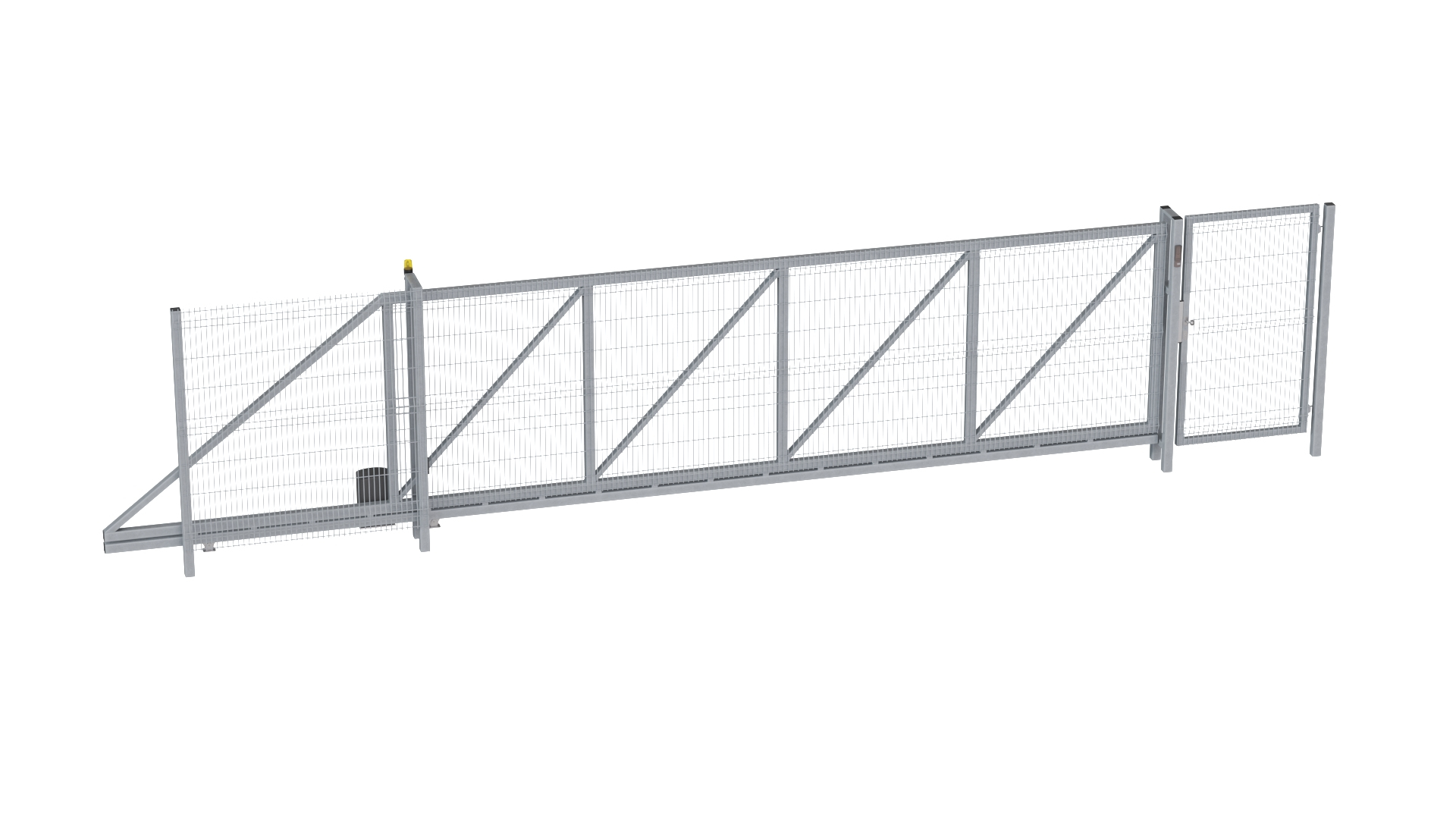Industrial Rolling Gates With Fence Model - TurboSquid 2344097