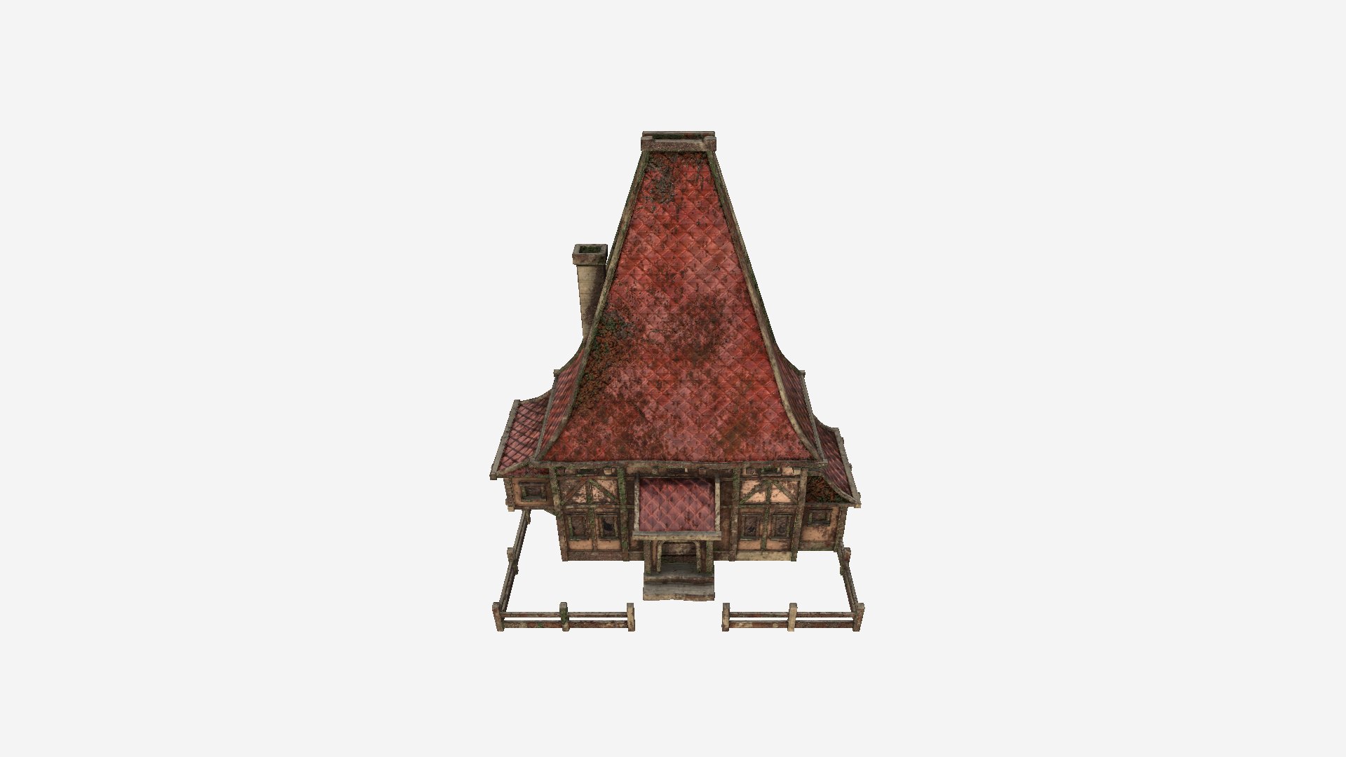 3D Medieval Building A08 Destroyed - Scenery Backdrop House Model ...