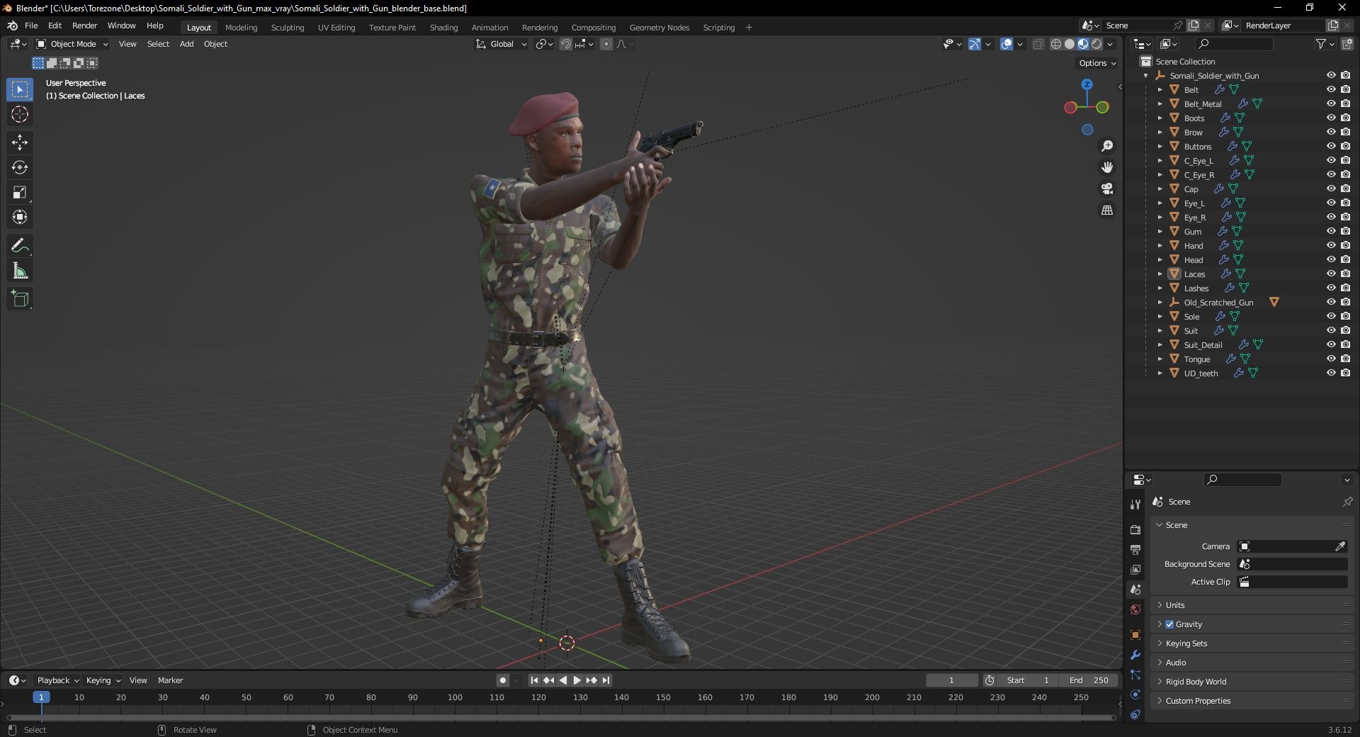 3D Somali Soldier With Gun Model - TurboSquid 2391411