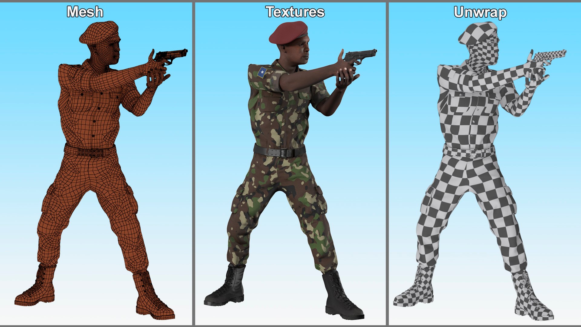 3D Somali Soldier With Gun Model - TurboSquid 2391411
