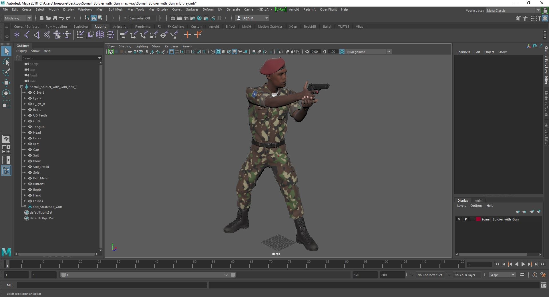 3D Somali Soldier With Gun Model - TurboSquid 2391411