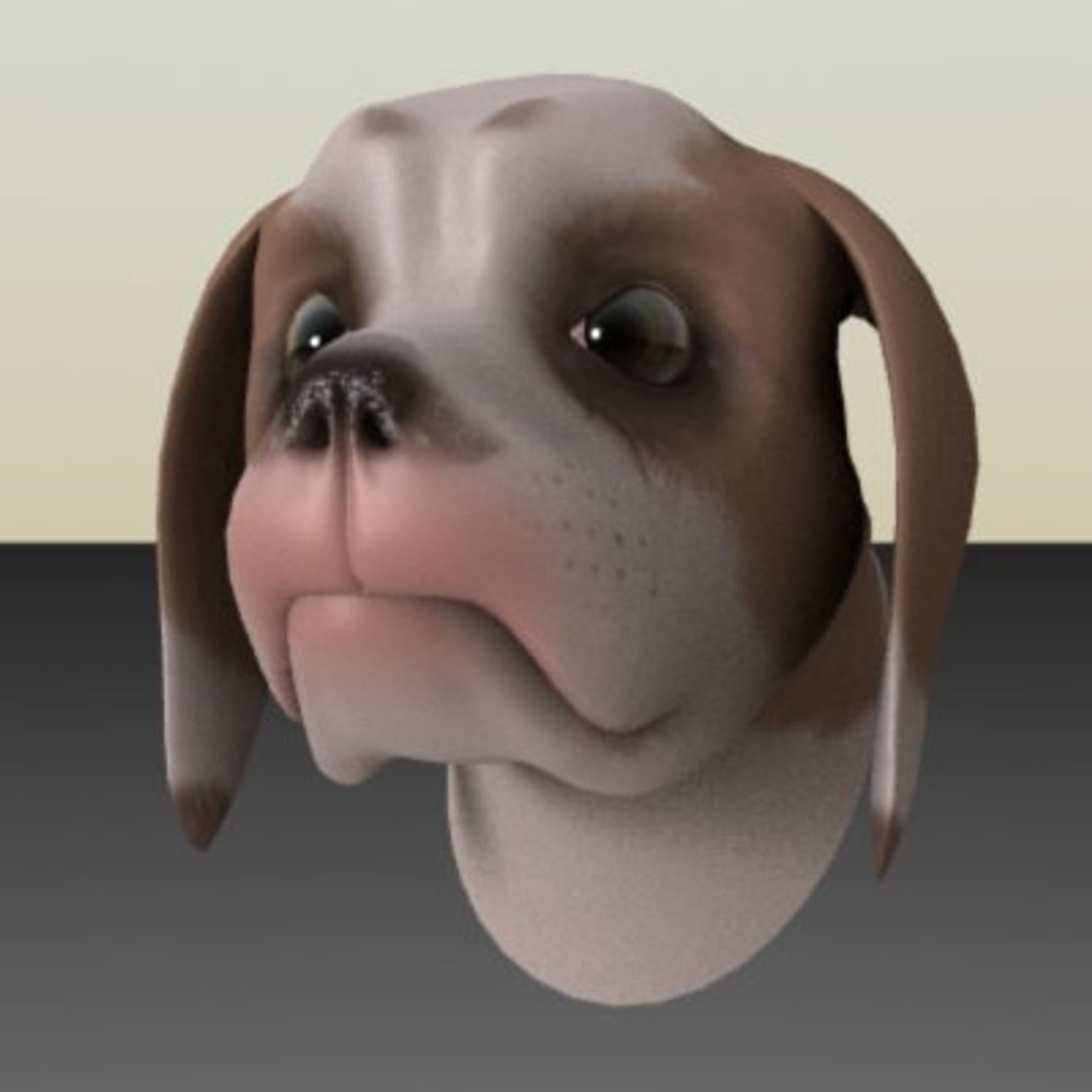 3d talking dog rigged head model