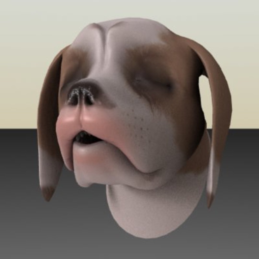 3d talking dog rigged head model
