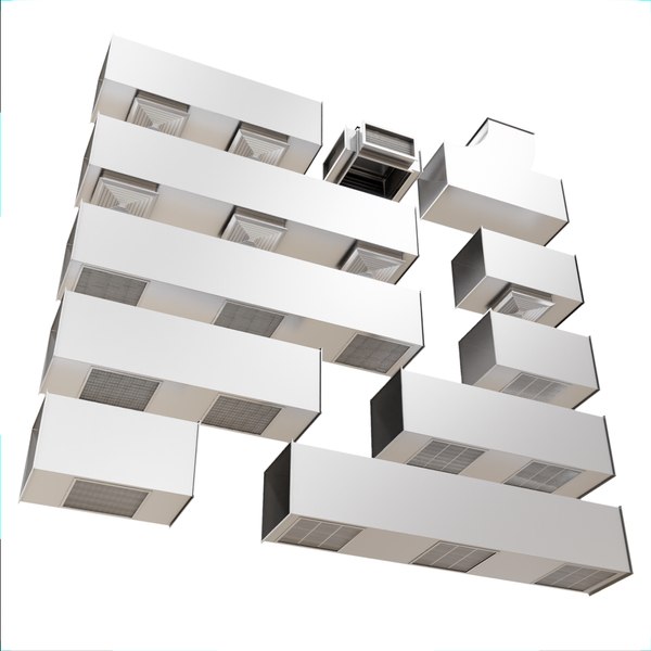 modelo 3d Paquete de conductos HVAC cuadrados - TurboSquid 2092639