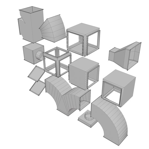 modelo 3d Paquete de conductos HVAC cuadrados - TurboSquid 2092639