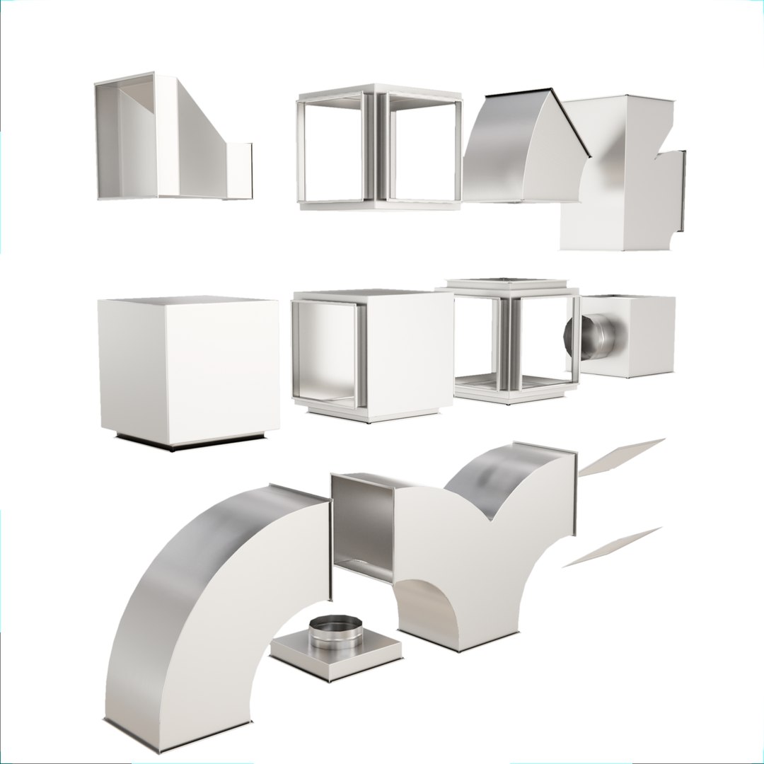 Square HVAC Ducting Pack 3D Model - TurboSquid 2092639