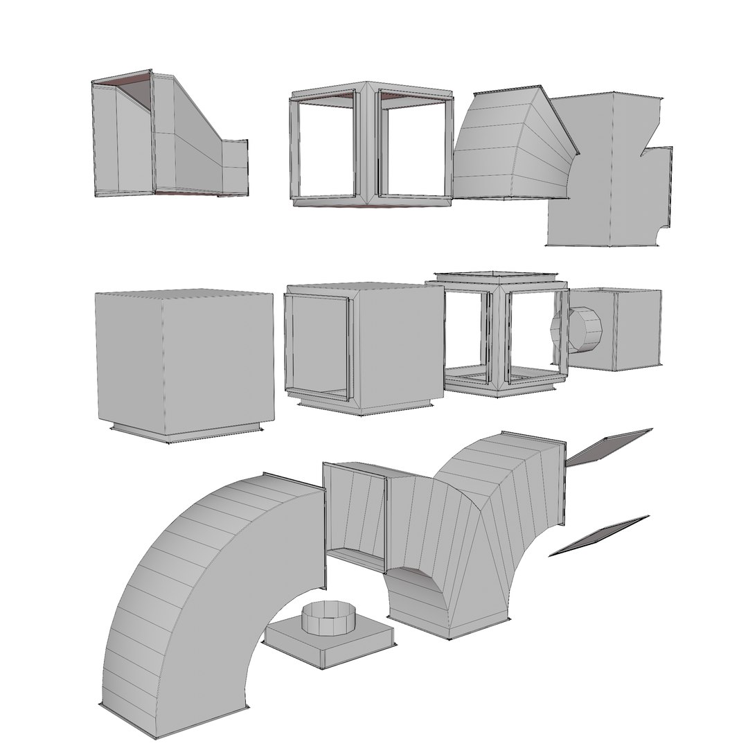 Square HVAC Ducting Pack 3D Model - TurboSquid 2092639
