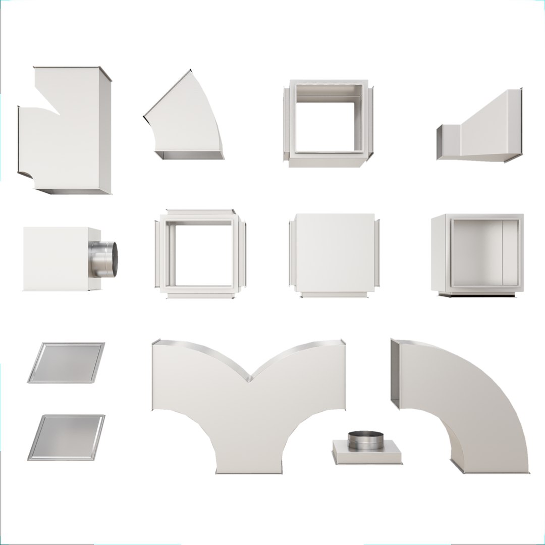 Square HVAC Ducting Pack 3D Model - TurboSquid 2092639