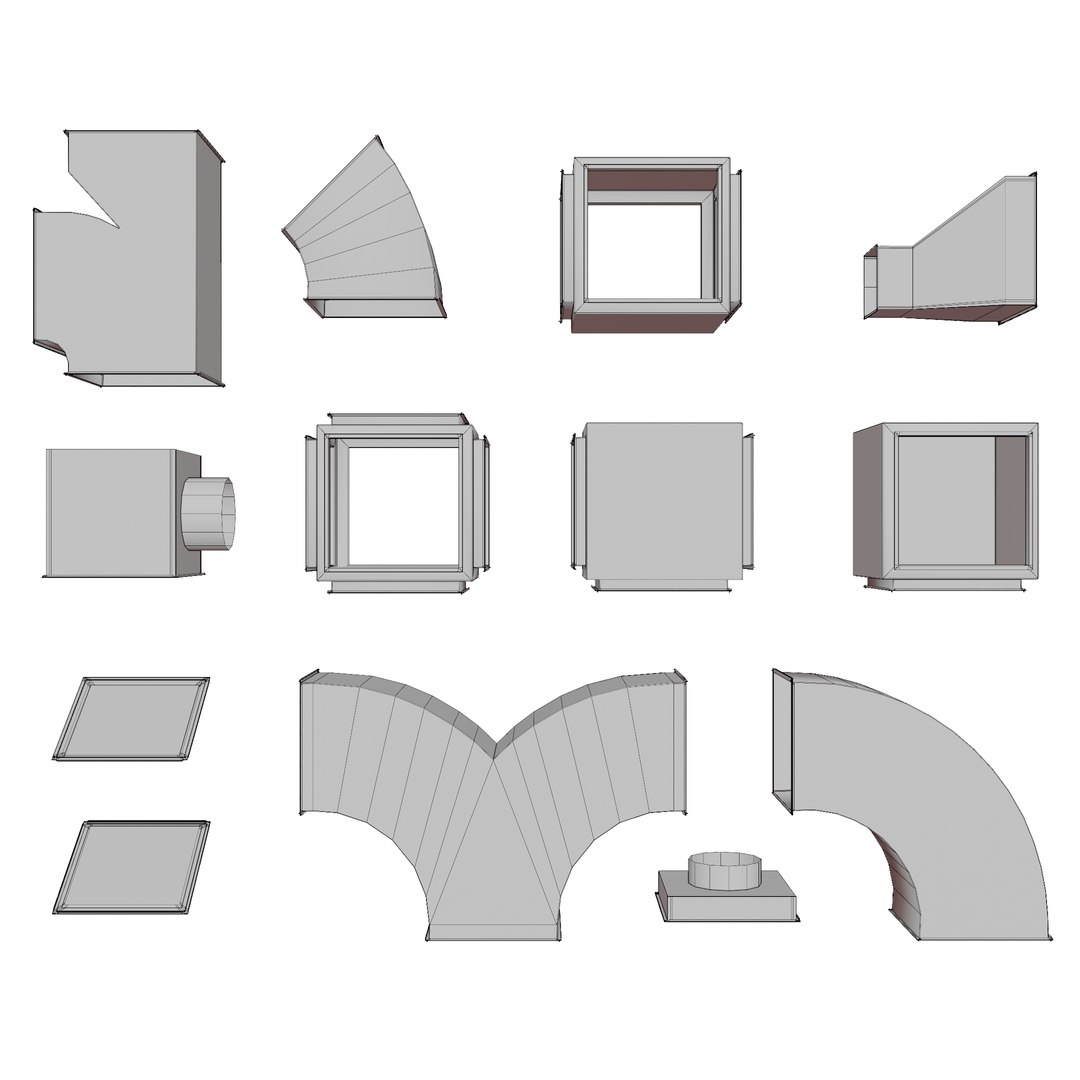 Square HVAC Ducting Pack 3D Model - TurboSquid 2092639