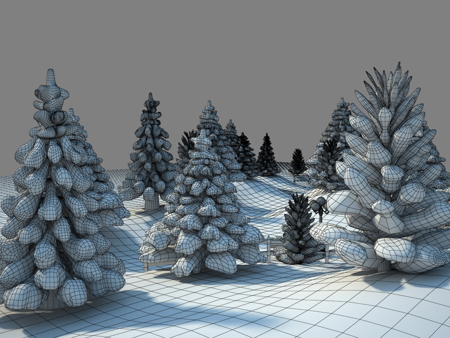 3D outdoor snowy scene snow covered model - TurboSquid 1361164