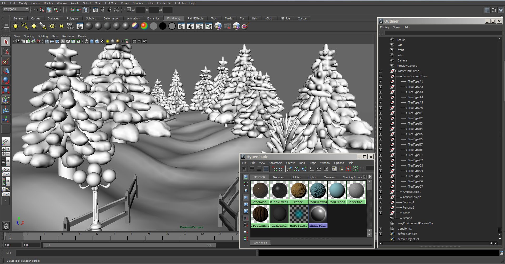 3D outdoor snowy scene snow covered model - TurboSquid 1361164