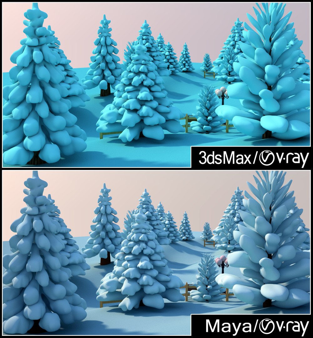 3D outdoor snowy scene snow covered model - TurboSquid 1361164
