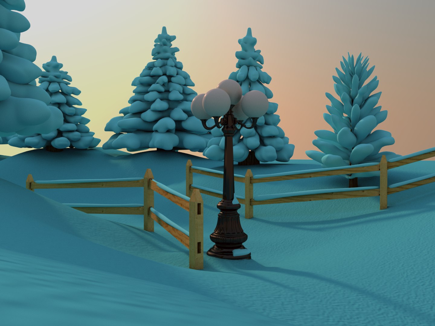 3D outdoor snowy scene snow covered model - TurboSquid 1361164