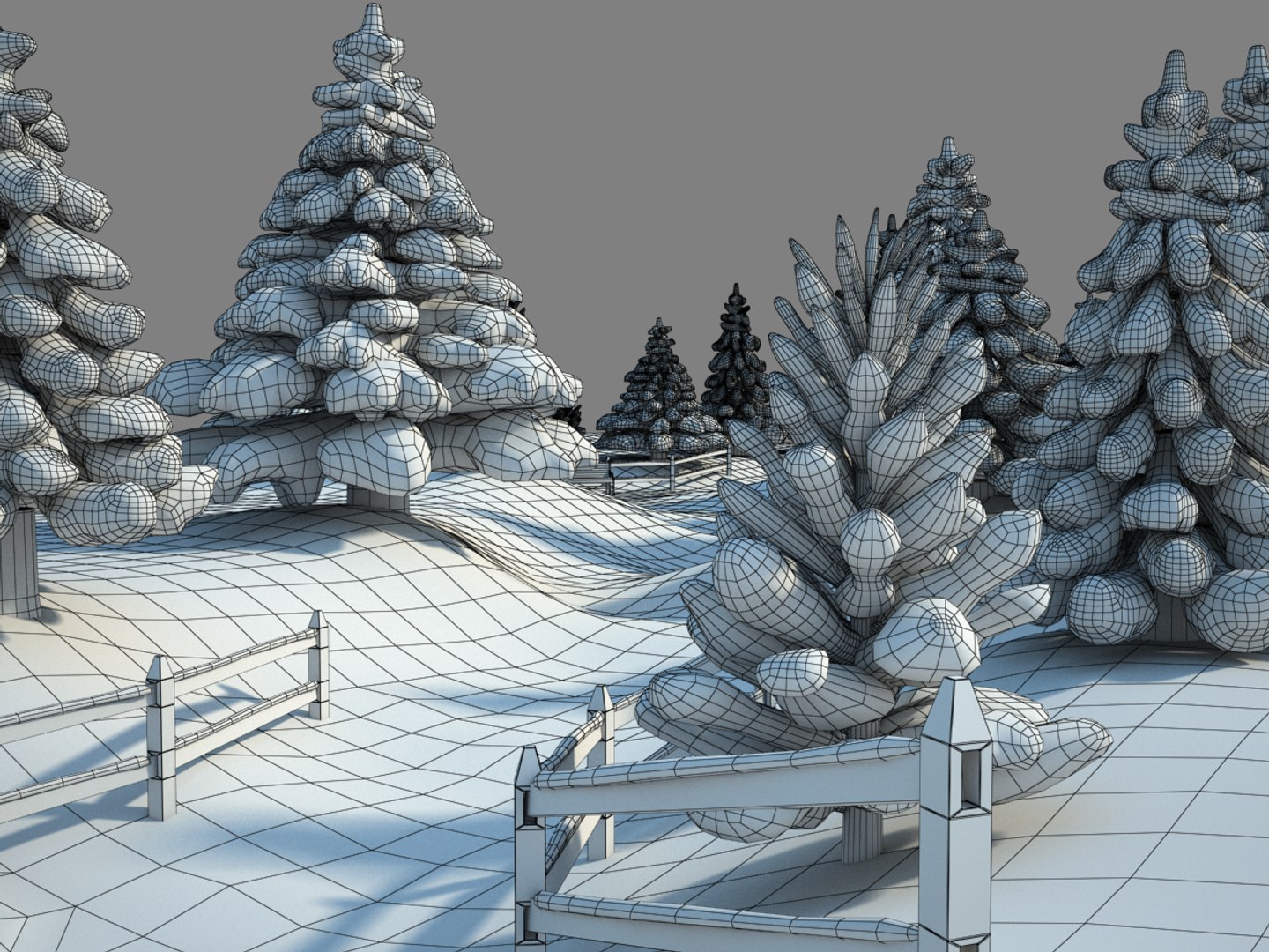 3D outdoor snowy scene snow covered model - TurboSquid 1361164
