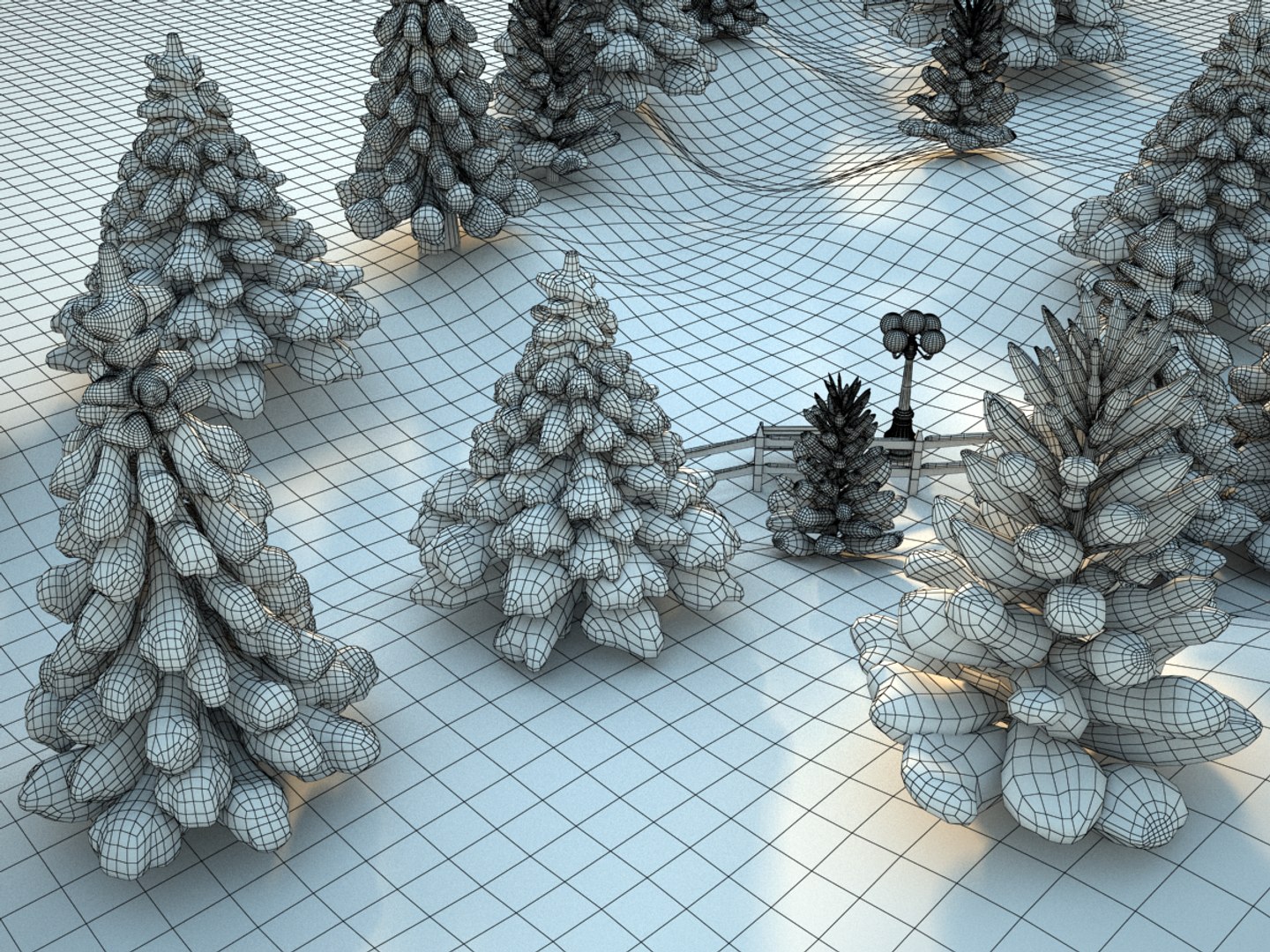 3D outdoor snowy scene snow covered model - TurboSquid 1361164