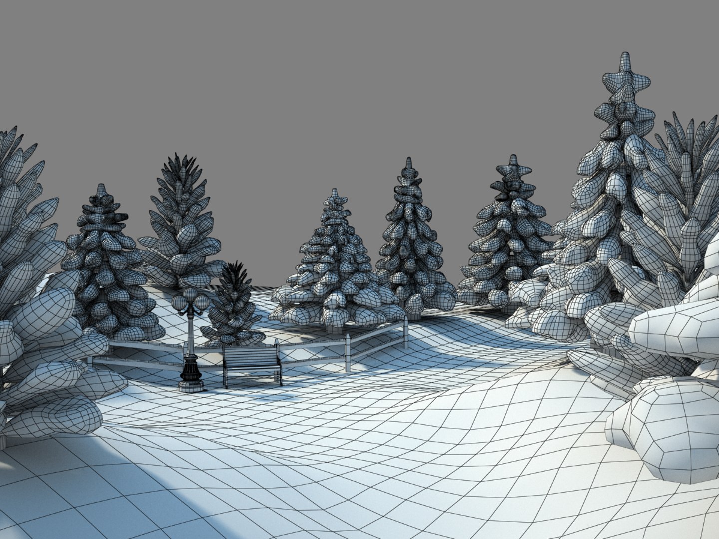 3D outdoor snowy scene snow covered model - TurboSquid 1361164