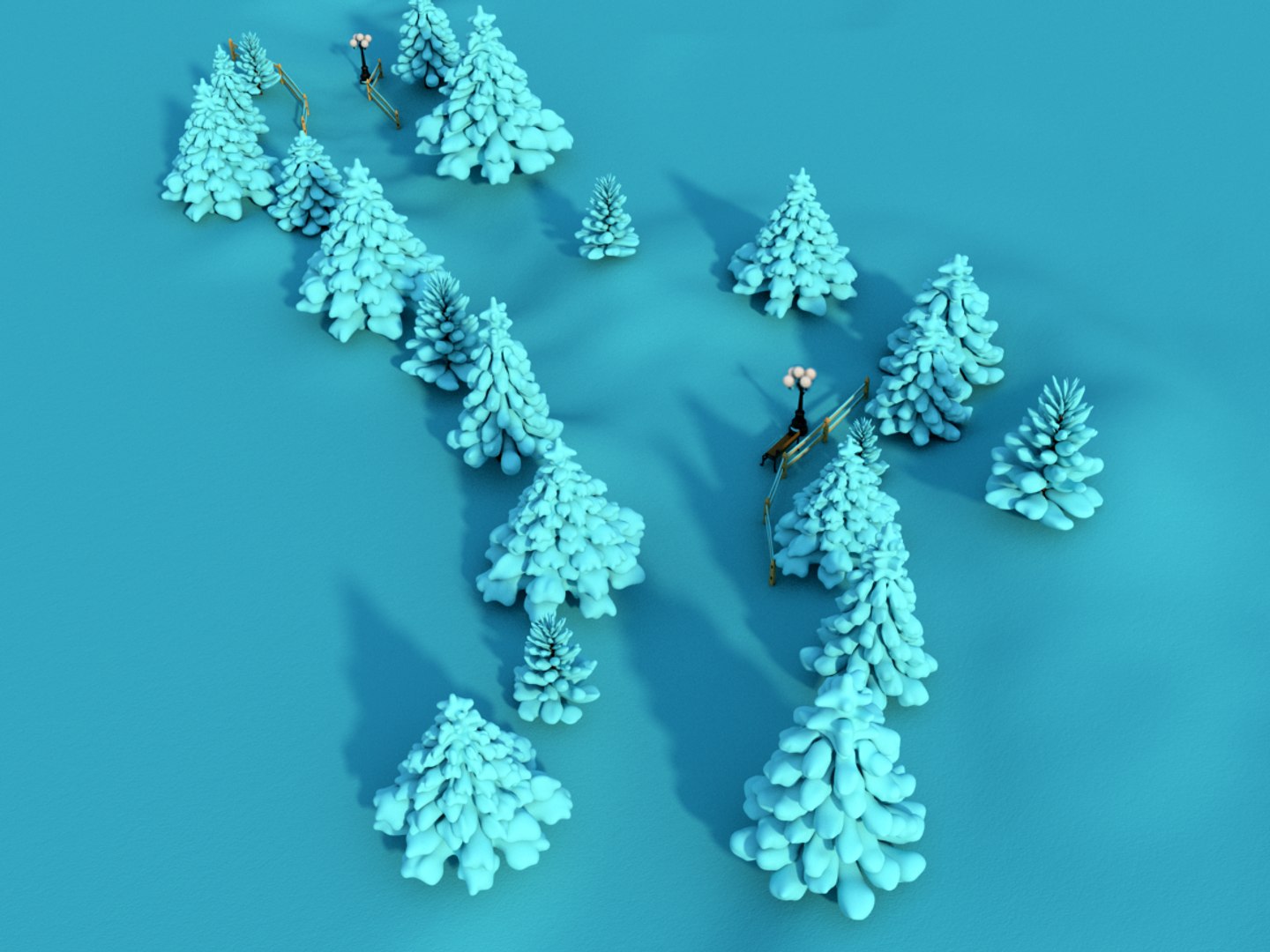 3D outdoor snowy scene snow covered model - TurboSquid 1361164
