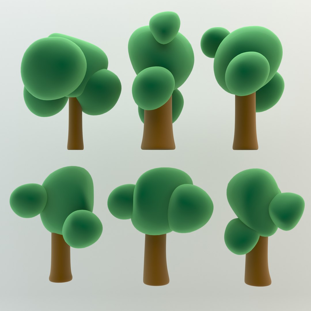 3d Beautiful Cartoon Trees Forest Model