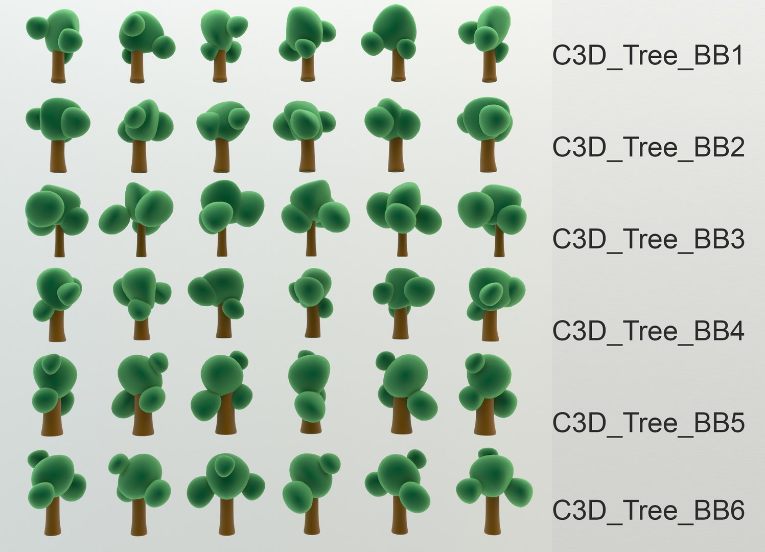 3d Beautiful Cartoon Trees Forest Model